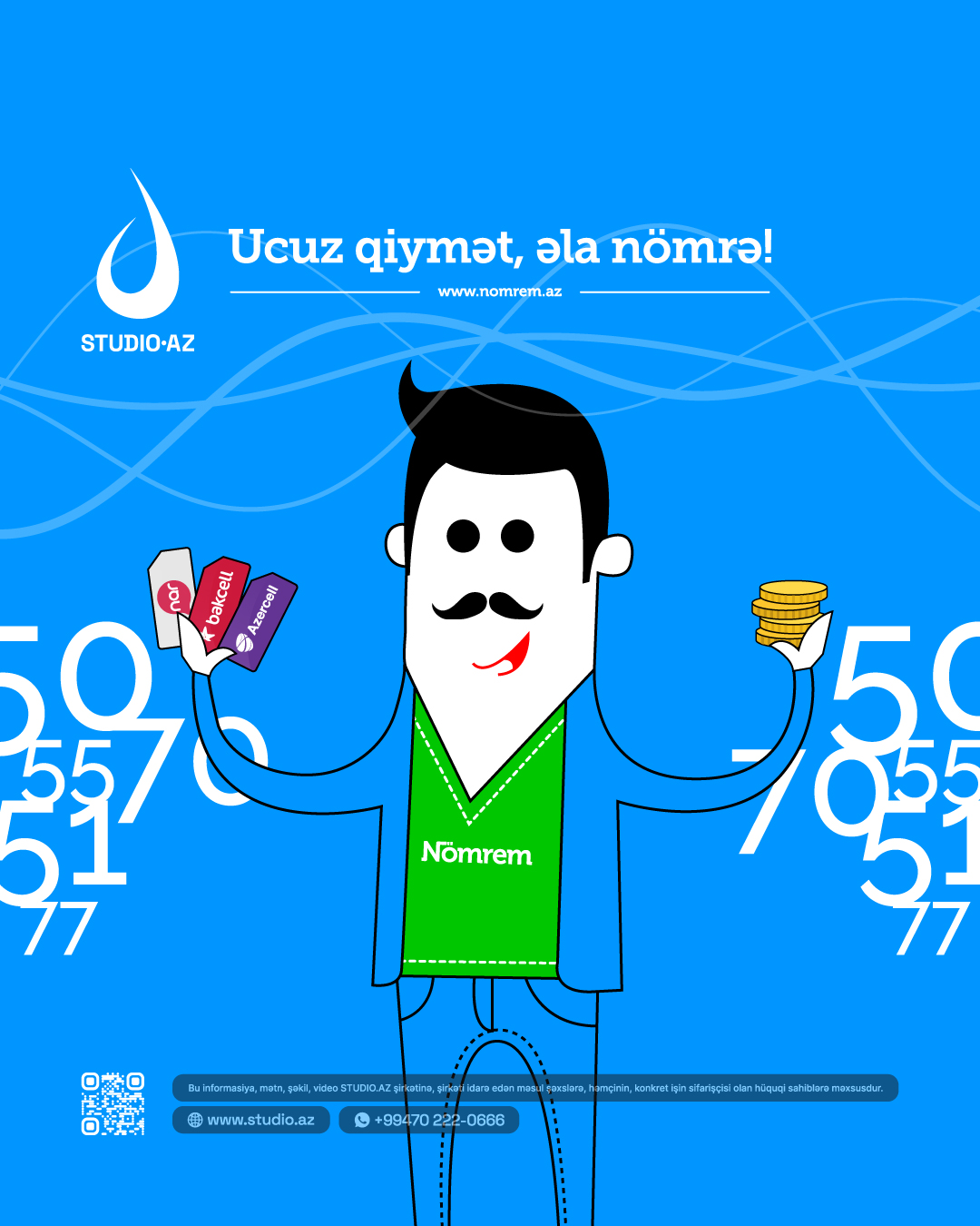 Nomrem.AZ - Maskot, Qrafik dizayn hazırlanması • STUDIO.AZ