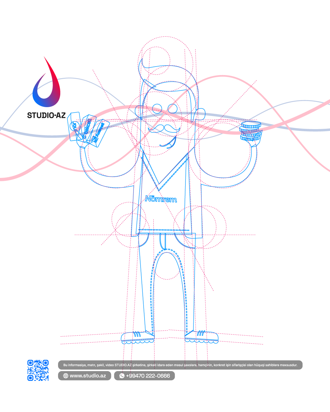 Nomrem.AZ - Maskot, Qrafik dizayn hazırlanması • STUDIO.AZ